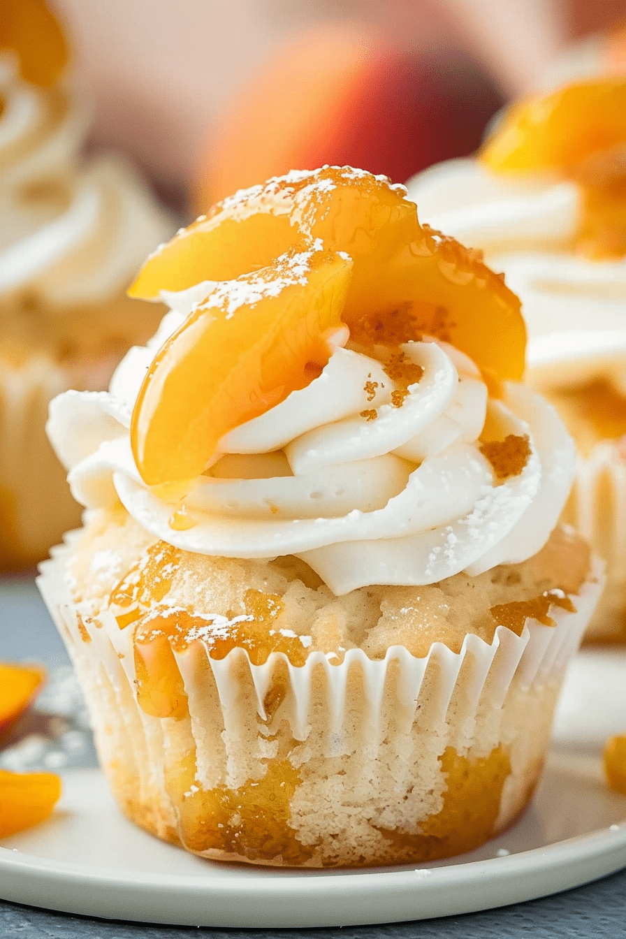 Peach Cobbler Cupcakes with Cream Cheese Frosting