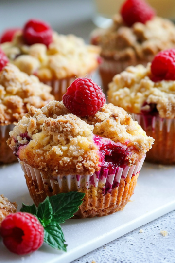Lemon Raspberry Streusel Muffins
