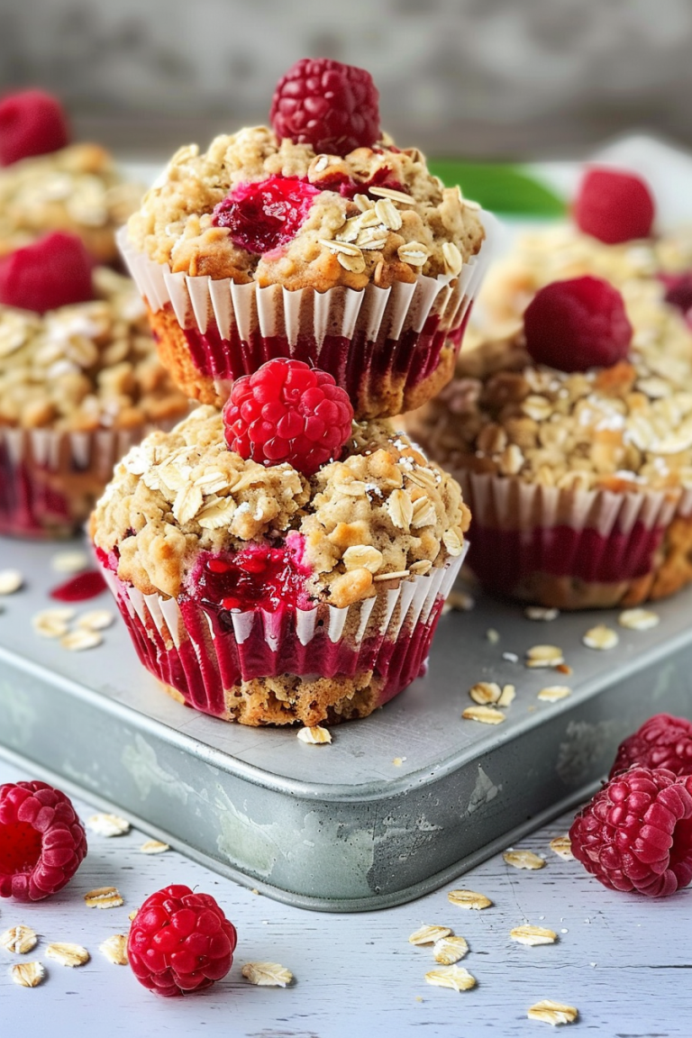 Delicious Raspberry Oatmeal Muffins Recipe with Greek Yogurt and Berries