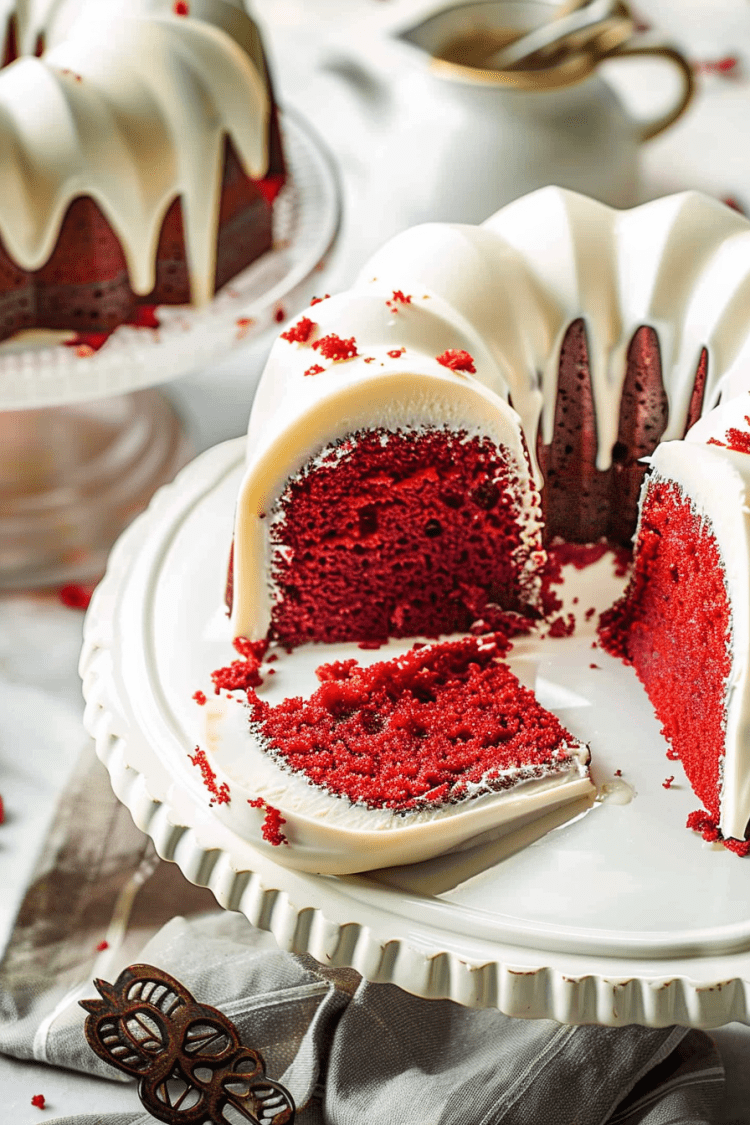 Easy Mini Red Velvet Bundt Cakes Recipe with Cream Cheese Frosting