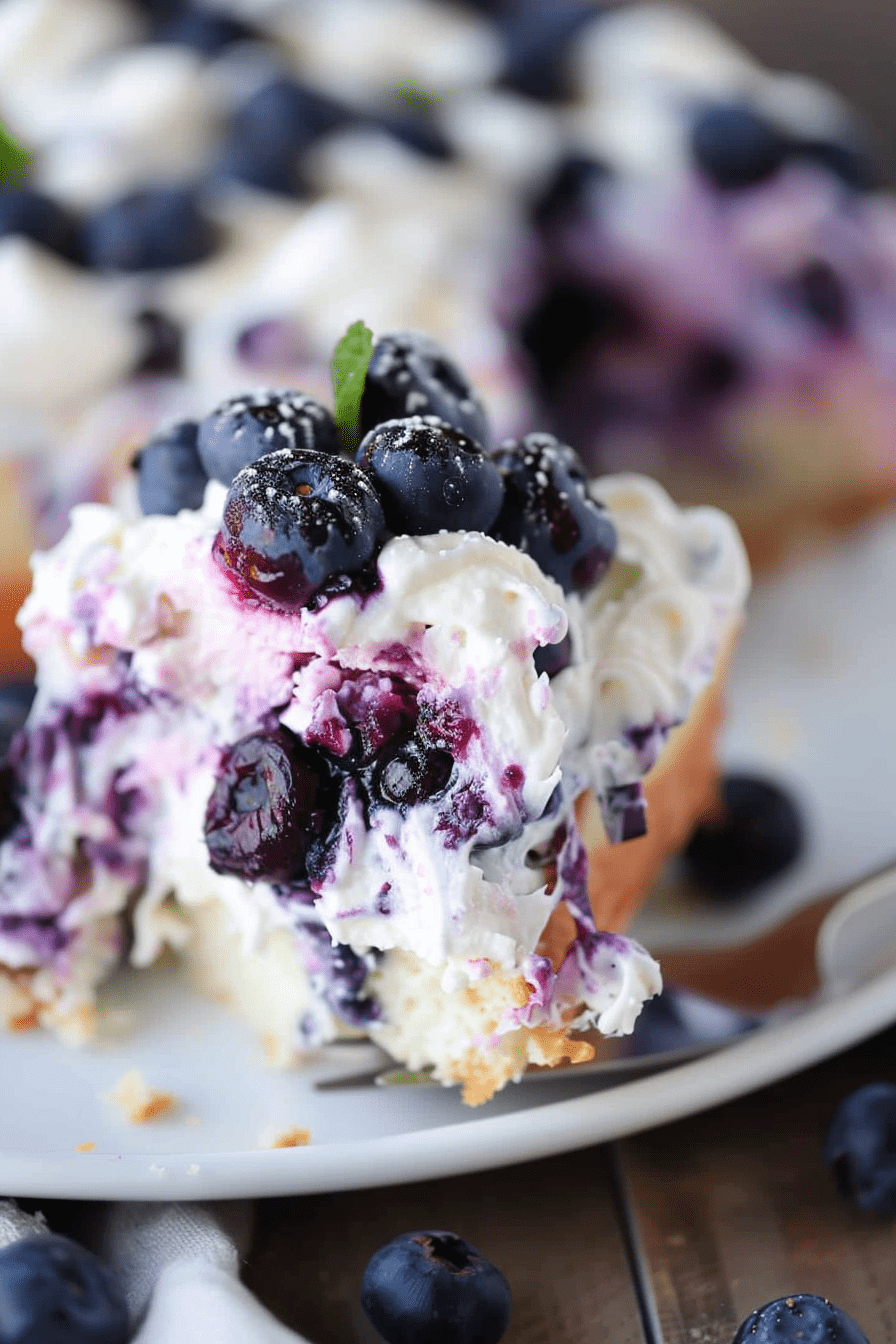 Heavenly Blueberries and Cream Angel Food Cake Dessert Recipe - A Taste ...