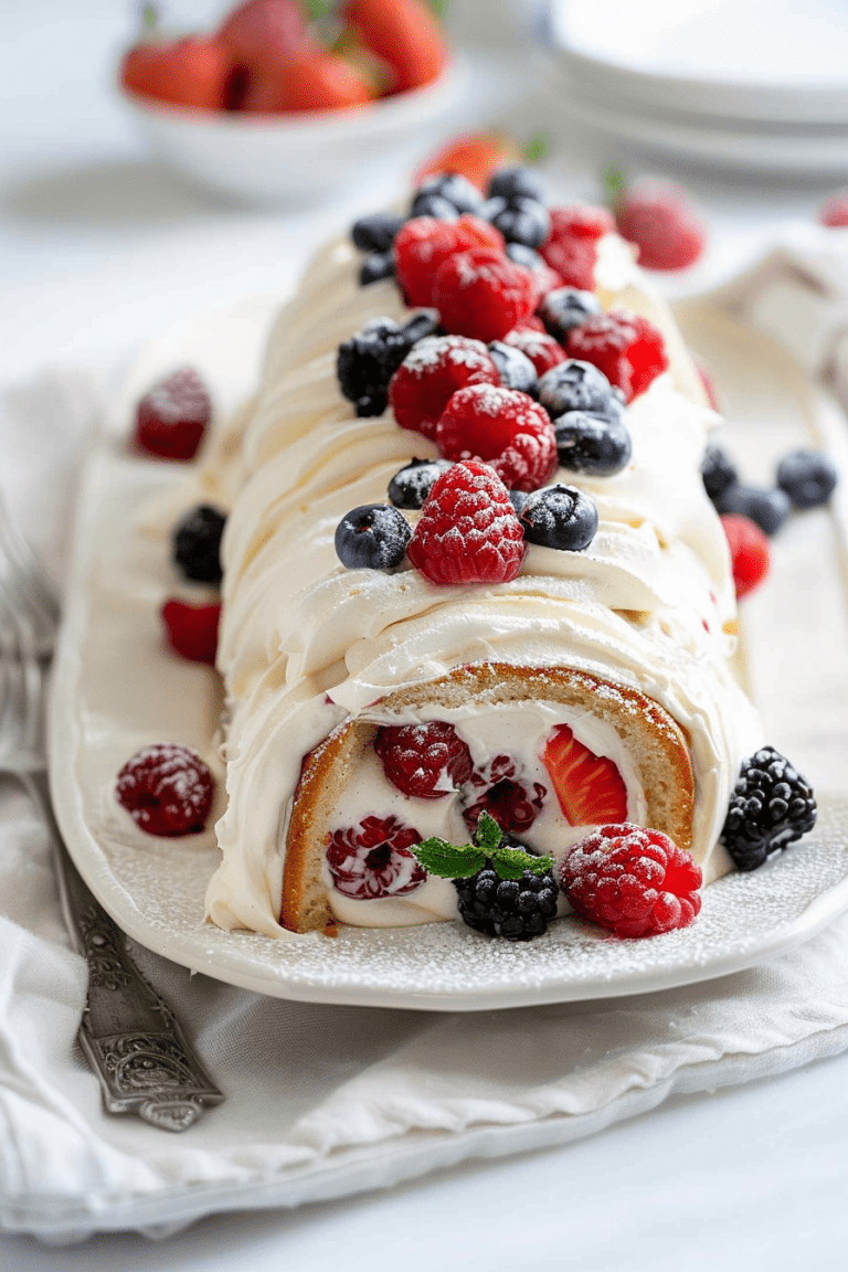 Berry Angel Food Cake Roll Recipe: Delicious Triple Berry Dessert