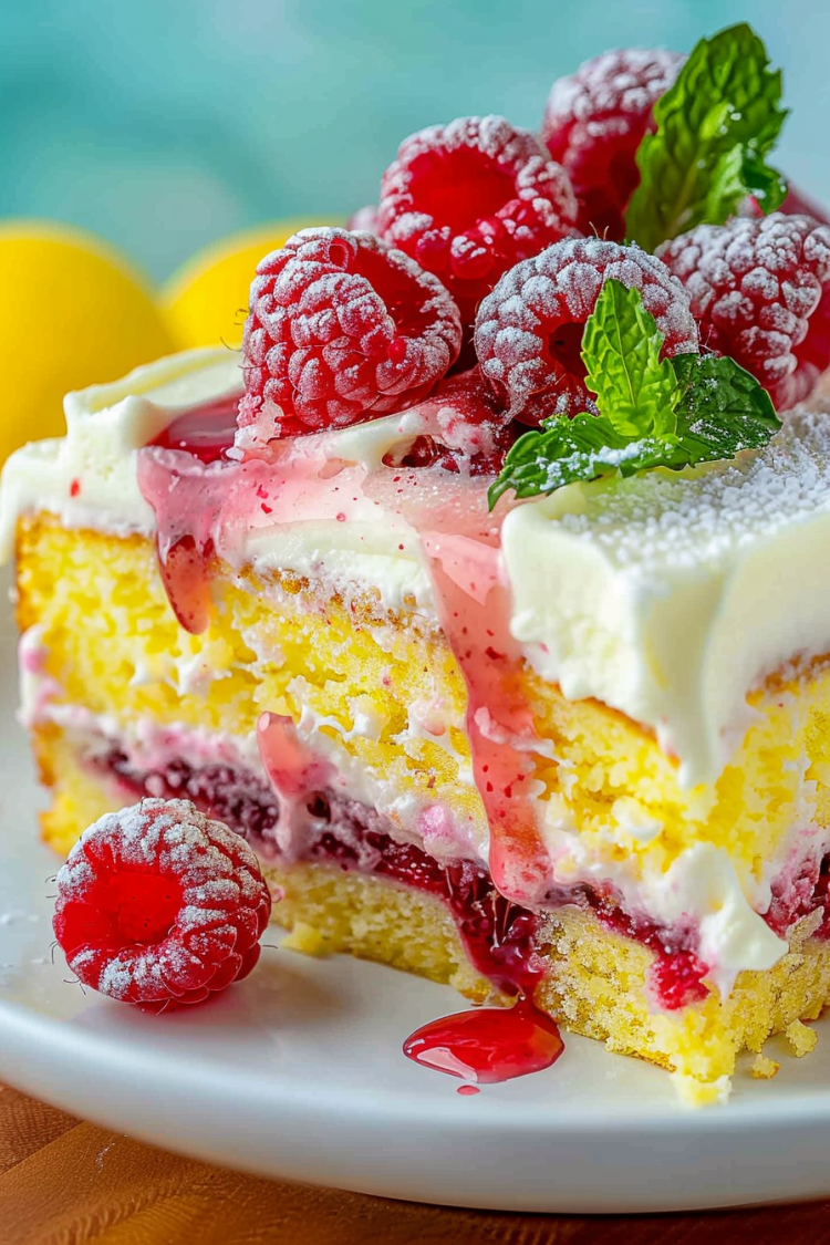 Delicious Lemon Raspberry Poke Cake Recipe - Easy Summer Dessert
