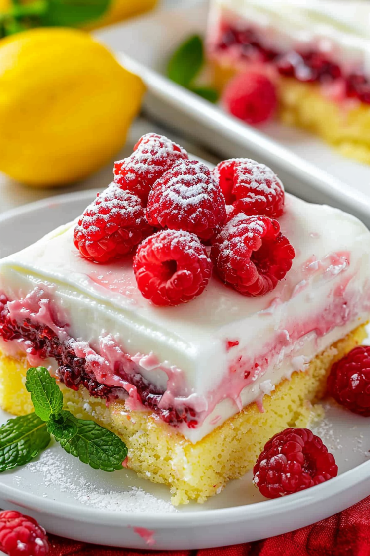 Delicious Lemon Raspberry Poke Cake Recipe - Easy Summer Dessert