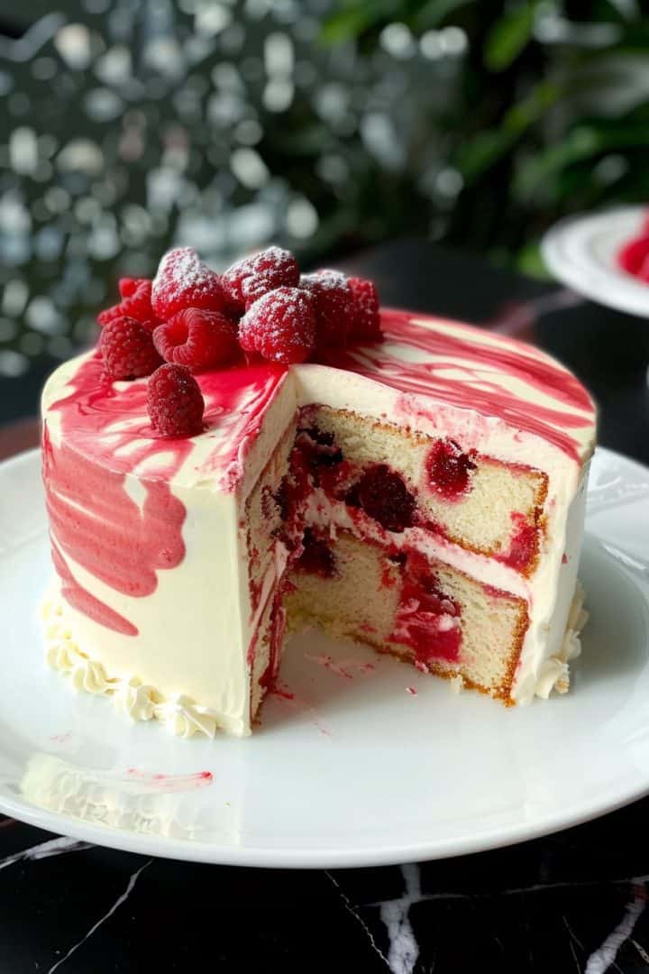 Delicious Almond Raspberry Swirl Cake Recipe