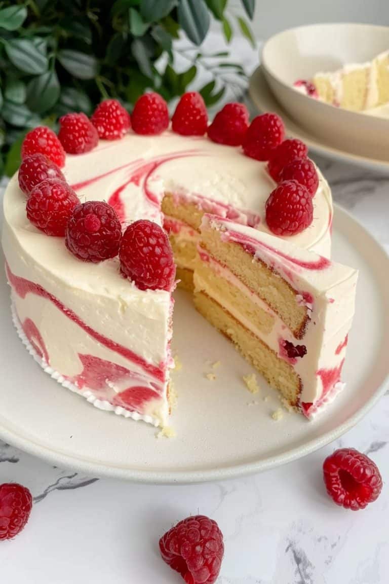 Delicious Almond Raspberry Swirl Cake Recipe