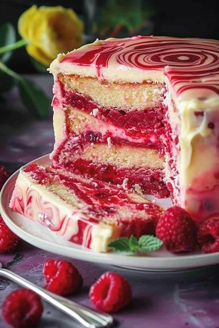 Delicious Almond Raspberry Swirl Cake Recipe