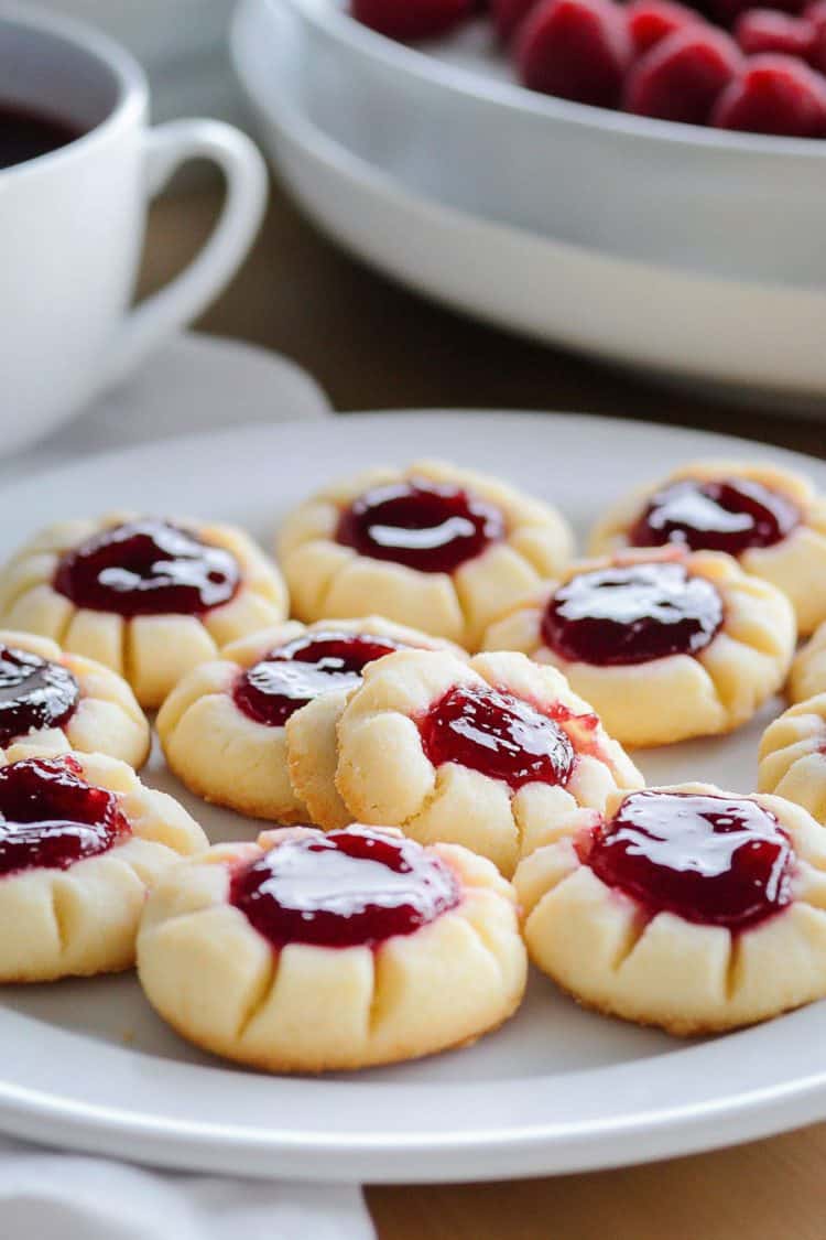 Raspberry and Almond Shortbread Thumbprints