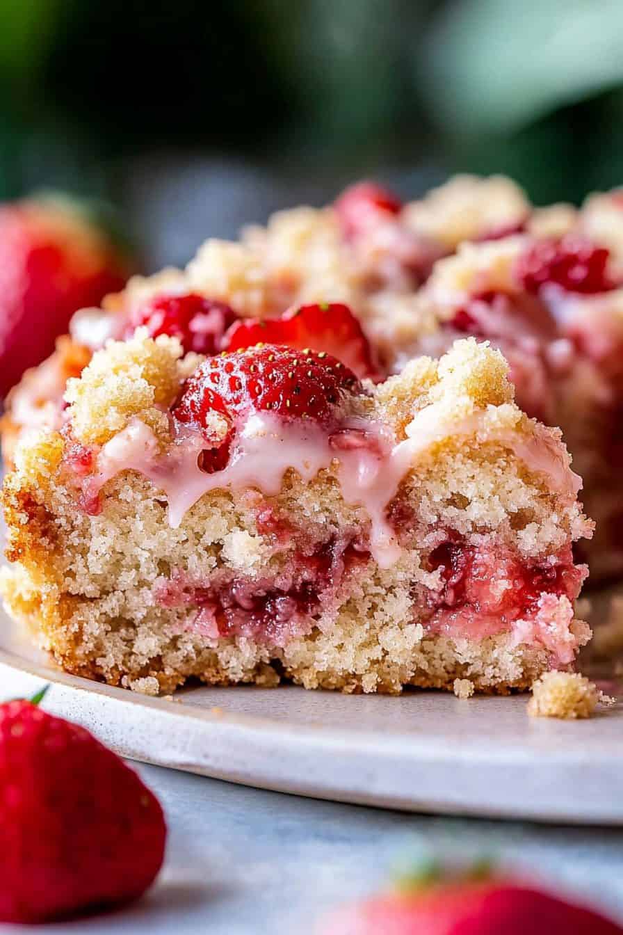Strawberry Coffee Cake Recipe with Crumb Topping