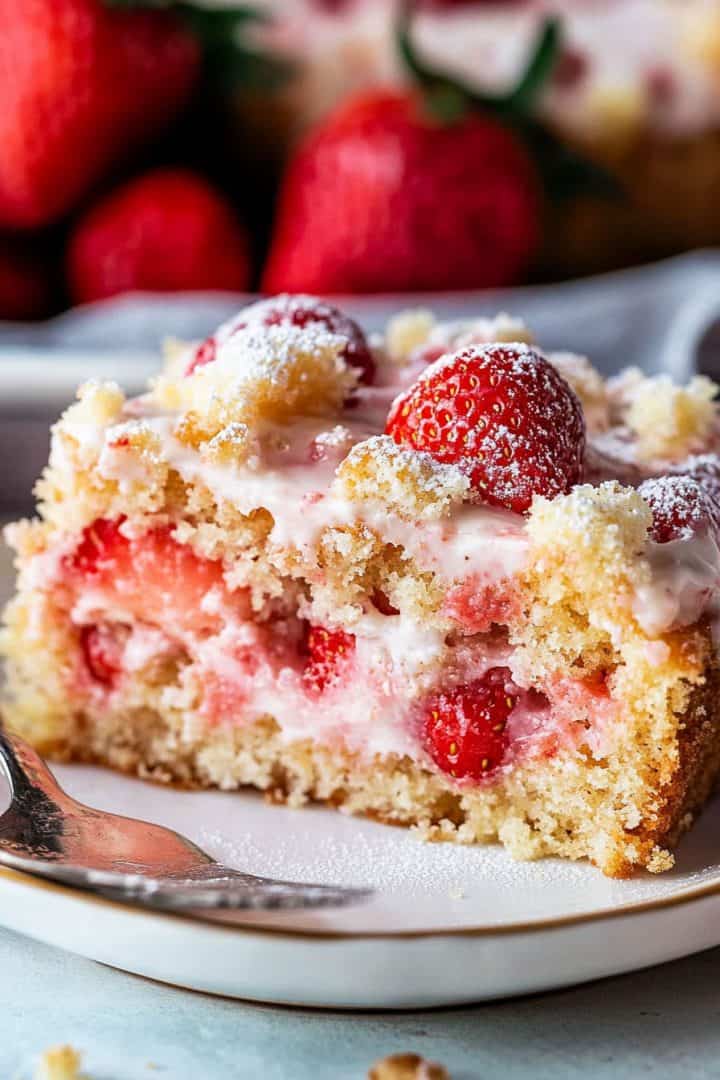 Strawberry Coffee Cake Recipe with Crumb Topping